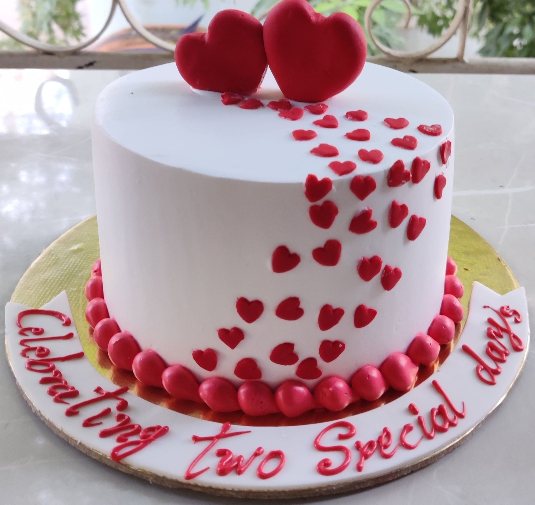Anniversary Twin Heart Cake – legateaucakes